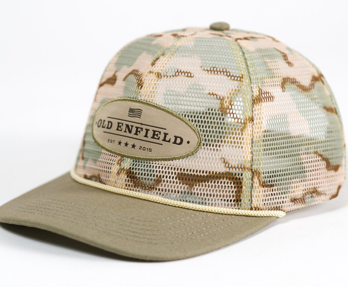 Tan Camo Mesh Hat | Mens Vintage Camo Trucker Hat – Old Enfield Supply